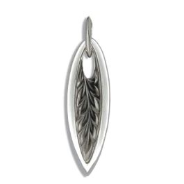Fine Engraved Sterling Silver Men's Maile Design w/ Surf Board Pendant