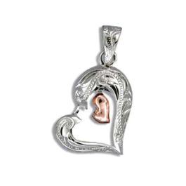 Fine Engraved Sterling Silver Cut-Out Heart w/ Dangling Heart Shaped ...