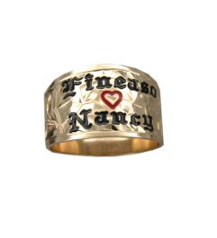 14KT Yellow Gold 20mm Hawaiian Tappered Ring with Names
